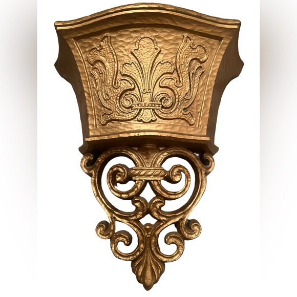 Other | Vintage Gold Syroco Resin Wall Pocket Planter Homco 605 Ornate ...